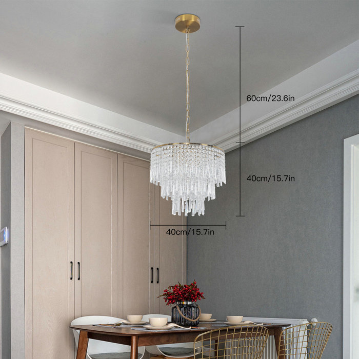 Mercer41 Granvel Hanging Crystal Chandelier Vintage Modern Lamp Fixture E12 Bulb Base Bulbs Not ...